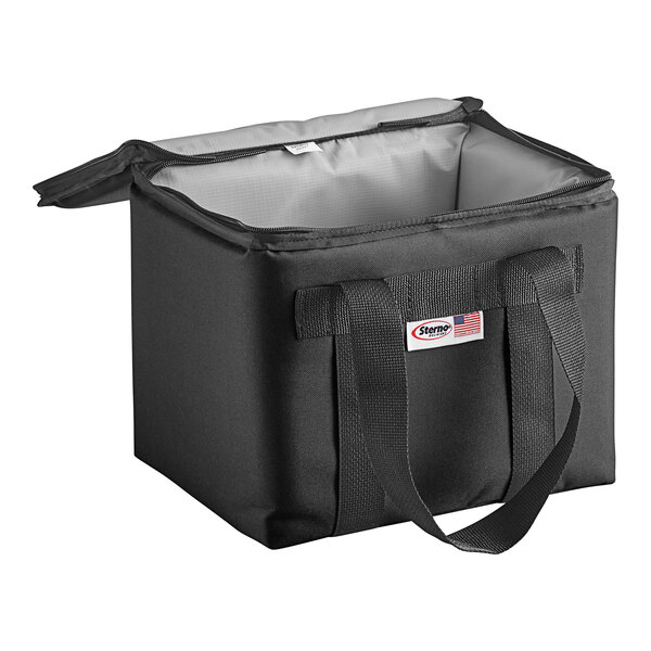 Sterno Customizable 12" x 9 1/2" x 10" Small Black Nylon Insulated ...