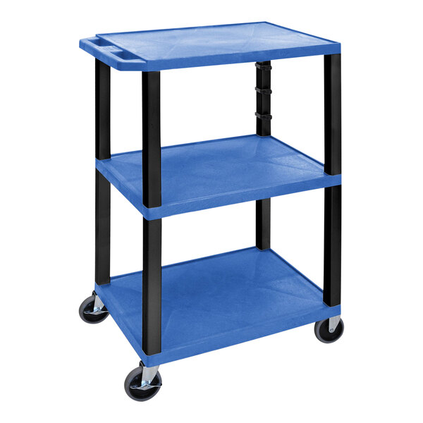 Luxor Tuffy 24" x 18" x 42 1/2" Blue / Black Plastic 3-Shelf Powered ...