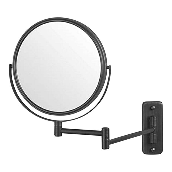 Jerdon 8" Round Black 2-Sided Wall-Mount Mirror