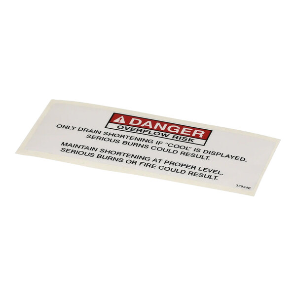 Henny Penny 37934 Label - Danger Shortening