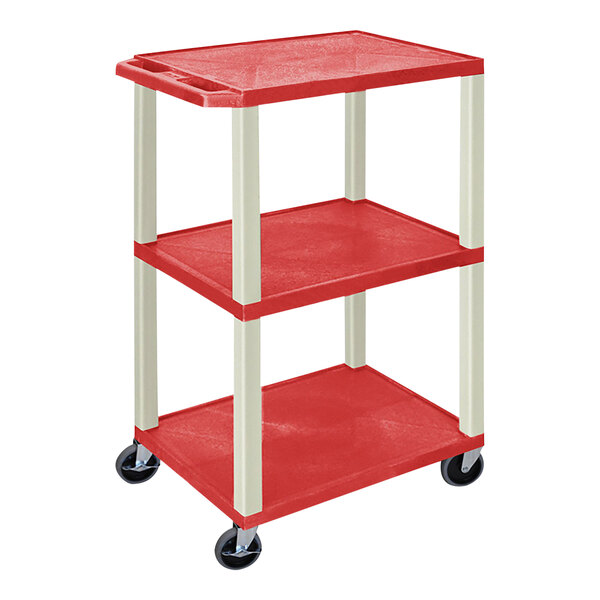 Luxor Tuffy 24" x 18" x 42 1/2" Red / Putty Plastic 3-Shelf Powered ...