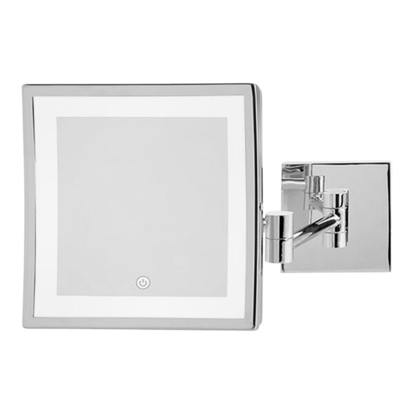 Jerdon 8 1/4" x 8 1/4" Square Chrome Wall-Mount Hardwired LED Mirror