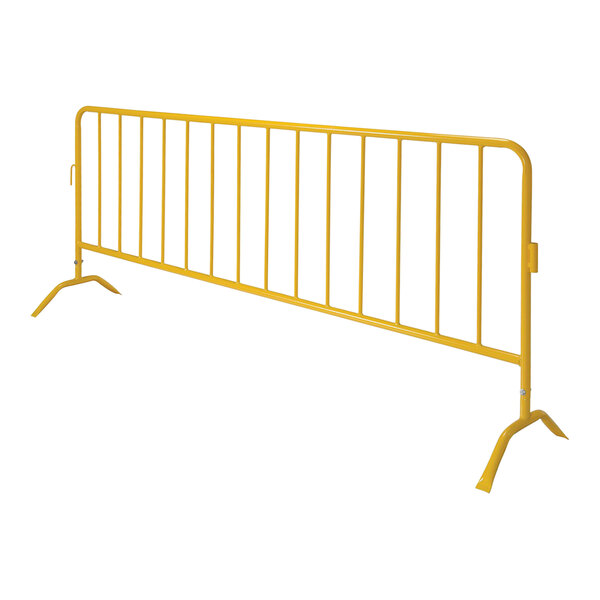 Vestil Yellow Steel Crowd Control Barrier with Curved Feet PRAIL-102-Y