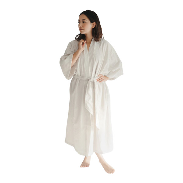 Telegraph Hill Stone Seersucker Single Layer Kimono Robe