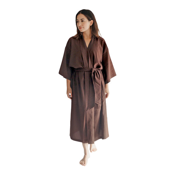 Telegraph Hill Chocolate Seersucker Single Layer Kimono Robe
