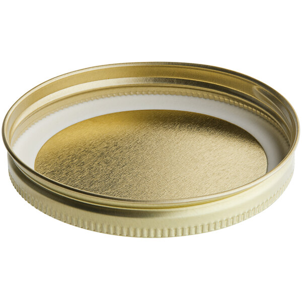 89/400 Gold Metal Lid with Plastisol Liner - 100/Pack