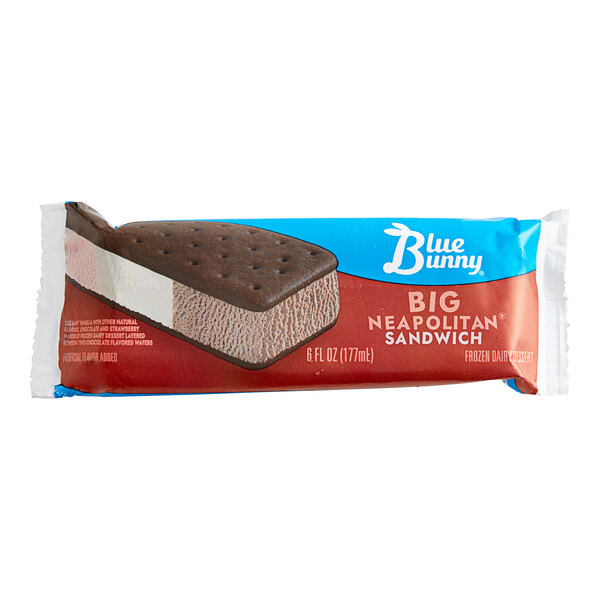 Blue Bunny Big Neapolitan Frozen Dessert Sandwich 6 oz. - 24/Case