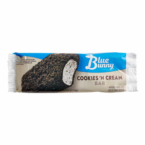 Blue Bunny Cookies 'n Cream Frozen Dessert Bar 4 oz. - 24/Case