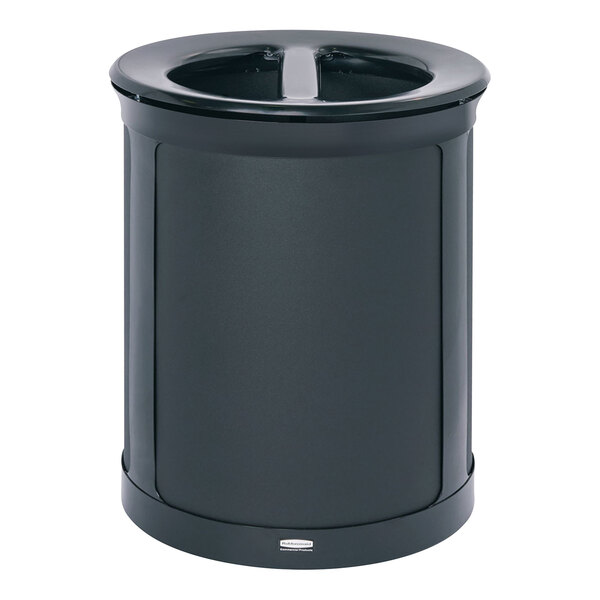 Rubbermaid Enhance 2172844 23 Gallon Black Round Dual Stream Decorative ...