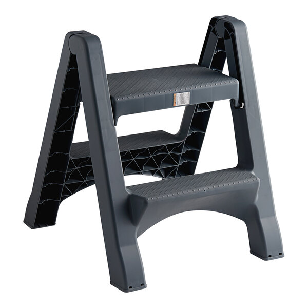 Lavex Plastic Two-Step Folding Step Stool - 300 lb. Capacity