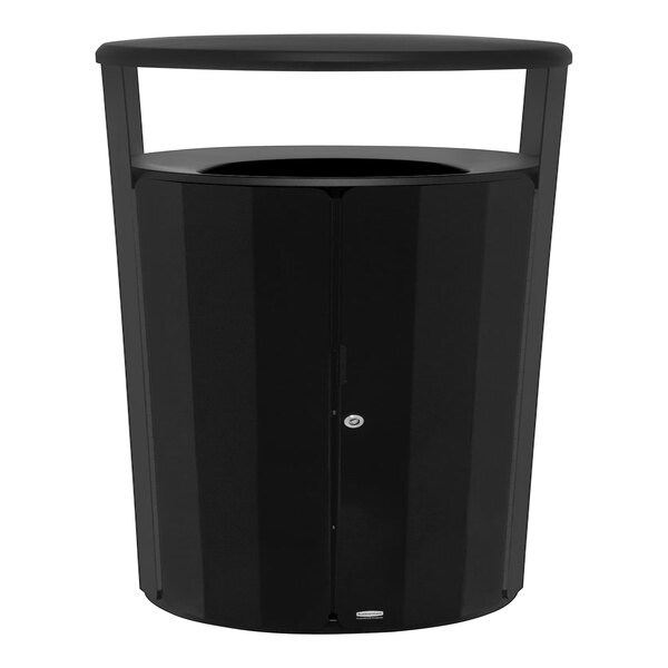 Rubbermaid Resist 2185041 33 Gallon Jet Black Metallic Steel Round ...