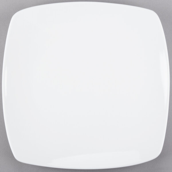 Libbey Porcelana 10 1/4" Bright White Square Porcelain Coupe Plate - Sample