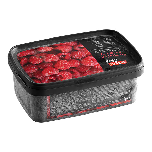 Andros Chef Sweetened Raspberry Puree 2.2 lb. - 6/Case