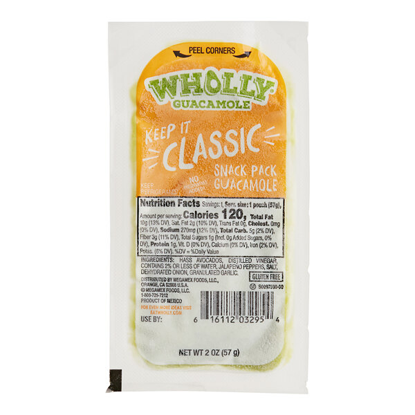 Wholly Guacamole Classic Guacamole 2 oz. Snack Pack - 200/Case