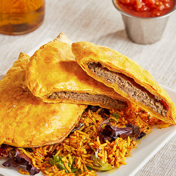 Caribbean Food Delights Unbaked Mild Beef Patty 5 oz. - 50/Case