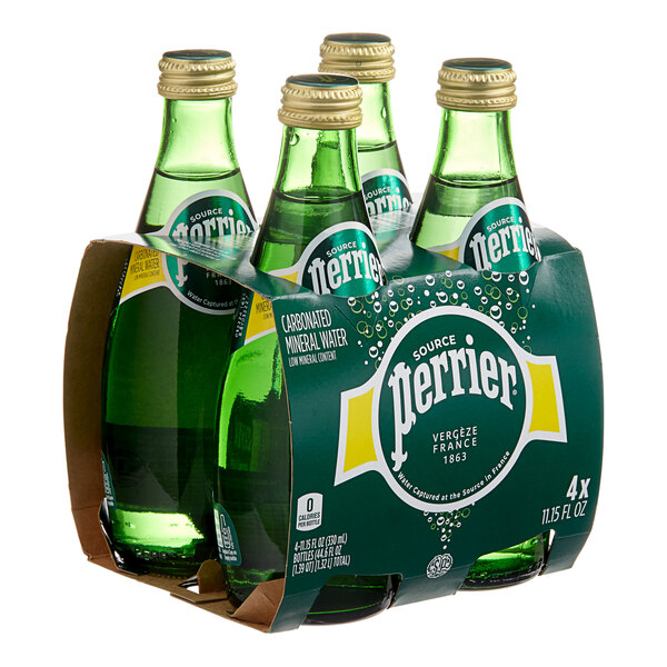 Perrier Sparkling Natural Mineral Water 330 mL Glass Bottle - 24/Case
