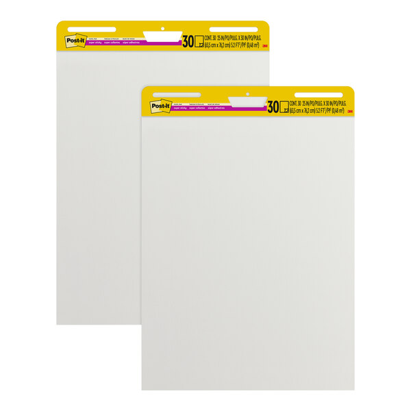 3M Post-It® 25" x 30" 30 Sheet White Super Sticky Easel Pad - 2/Pack