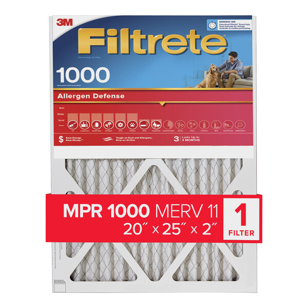 3M Filtrete 20" x 25" x 2" MPR 1000 Allergen Defense Air Filter 70009113286