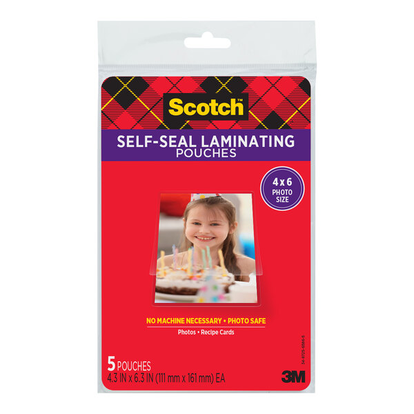 3M Scotch™ 4 5/16" x 6 5/16" Self-Seal Laminating Pouch - 5/Pack
