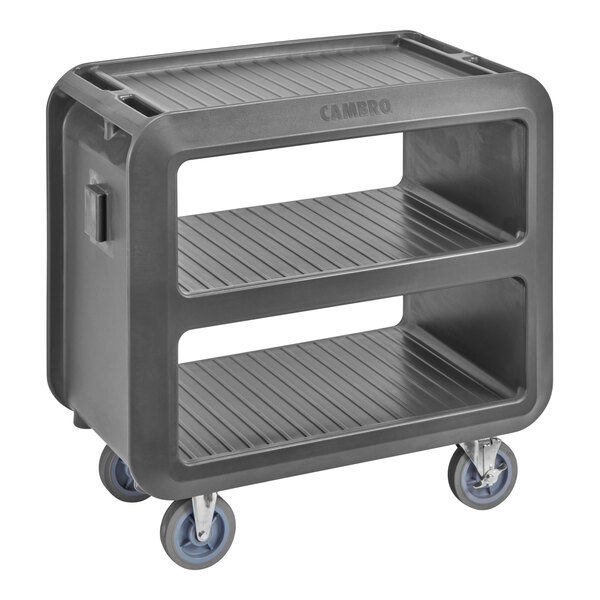 Cambro Service Cart PRO 37 1/2" x 22" x 37 1/4" Charcoal Gray 3-Shelf ...