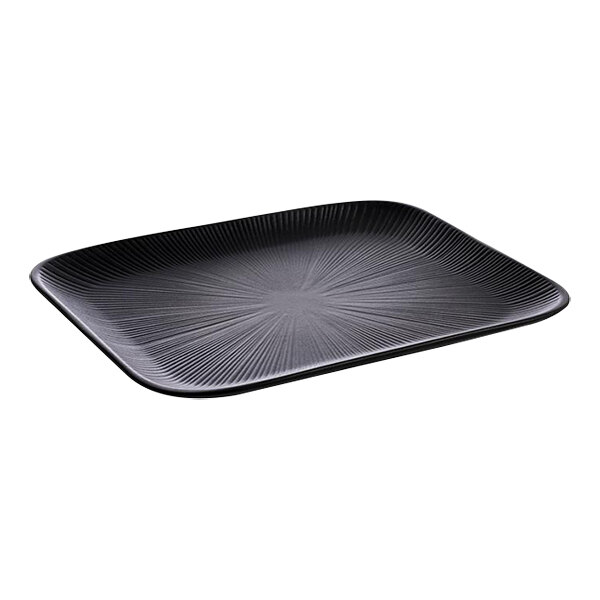 APS Nero 12 3/4" x 10 1/2" Rectangular Melamine Serving Tray - 6/Case