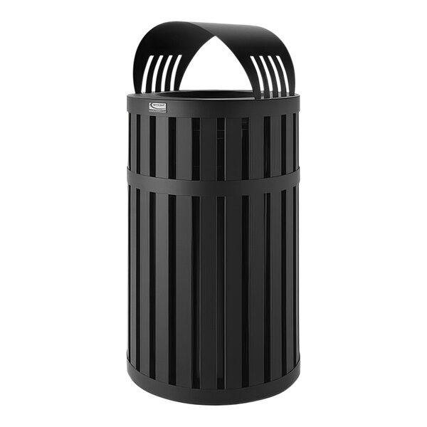 Suncast MTCRND4501 45 Gallon Black Round Steel Slatted Outdoor Trash ...