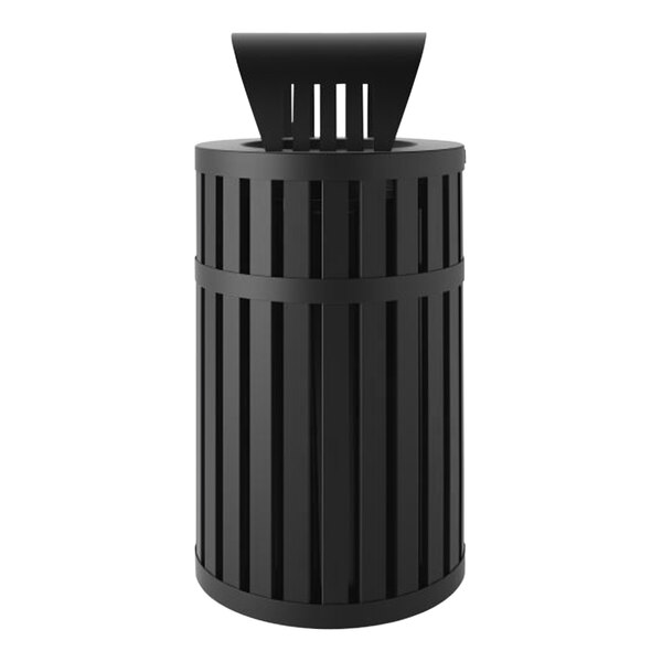 Suncast MTCRND4501 45 Gallon Black Round Steel Slatted Outdoor Waste ...