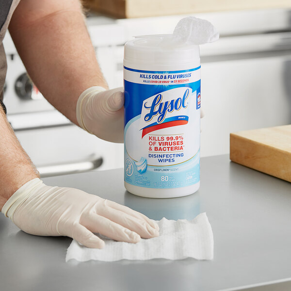 Lysol 80-Count Linen Scent Disinfecting Wipes - 6/Case
