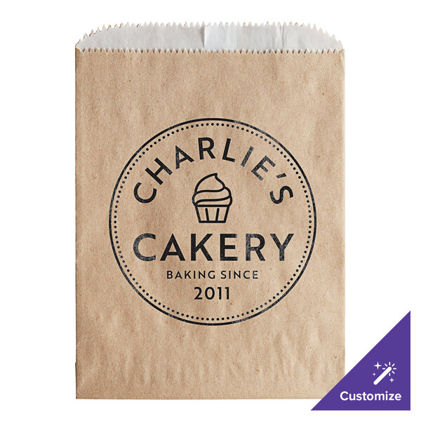 1/2 lb. 7 1/2" x 5 3/4" Customizable Kraft Gourmet Bag - 1000/Case