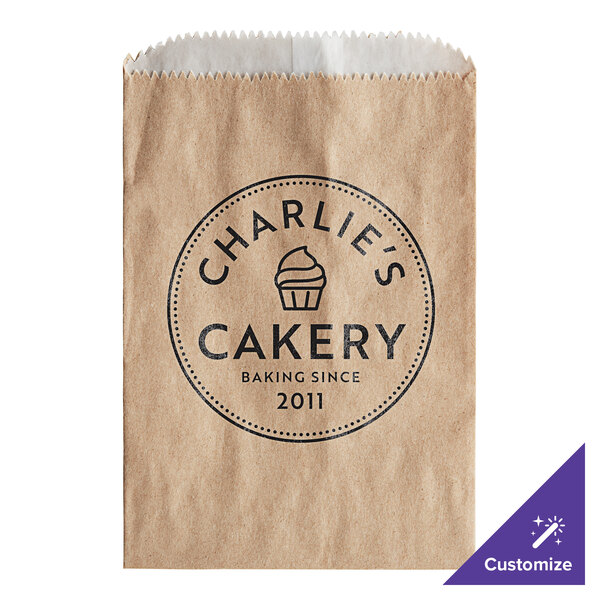 1/4 lb. 6 3/4" x 4 3/4" Customizable Kraft Gourmet Bag - 1000/Case