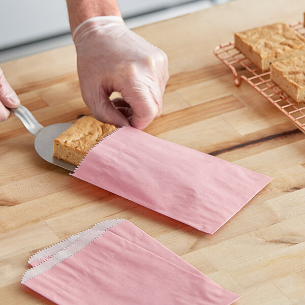 1/4 lb. 6 3/4" x 4 3/4" Customizable Pink Gourmet Bag - 1000/Case