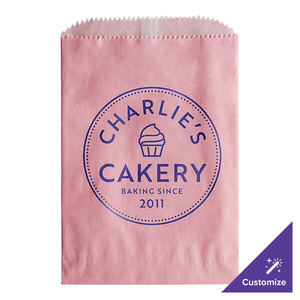 1/4 lb. 6 3/4" x 4 3/4" Customizable Pink Gourmet Bag - 1000/Case