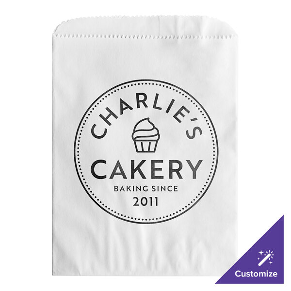 1/2 lb. 7 1/2" x 5 3/4" Customizable White Gourmet Bag - 1000/Case