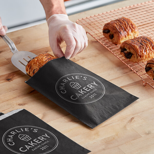 1 lb. 9 1/4" x 6 3/4" Customizable Black Gourmet Bag - 1000/Case