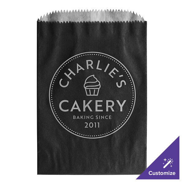 1/4 lb. 6 3/4" x 4 3/4" Customizable Black Gourmet Bag - 1000/Case