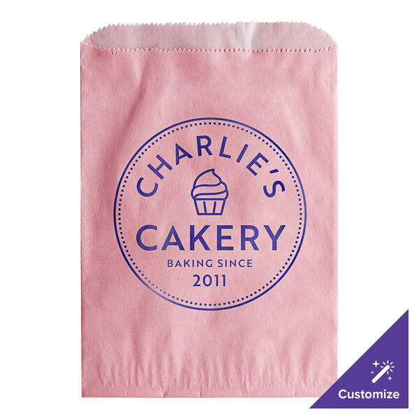 1 lb. 9 1/4" x 6 3/4" Customizable Pink Gourmet Bag - 1000/Case