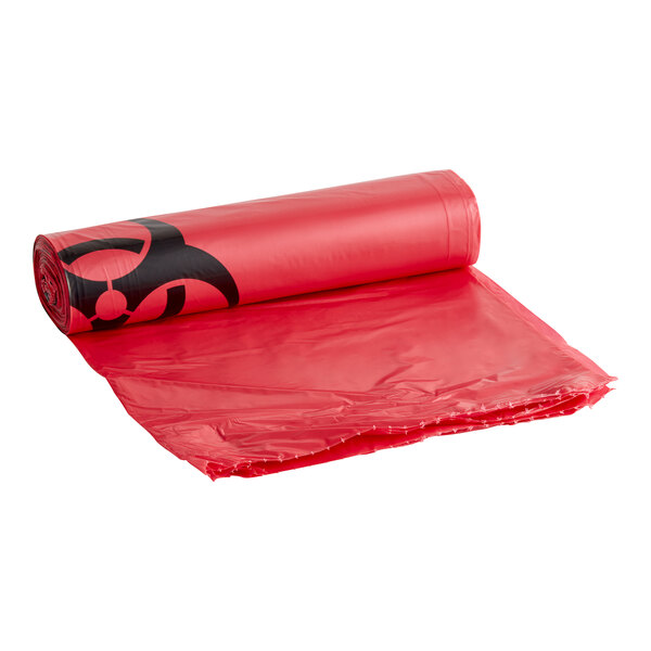 40-45 Gallon 1.2 Mil 40" x 47" Low Density Red Isolation Infectious ...