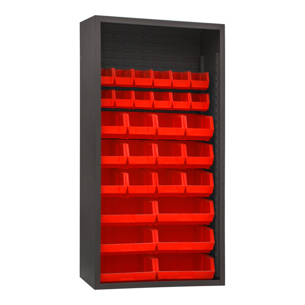 Durham Mfg 36" x 18" x 72" 12 Gauge Steel Enclosed Bin Rack with 30 Red ...