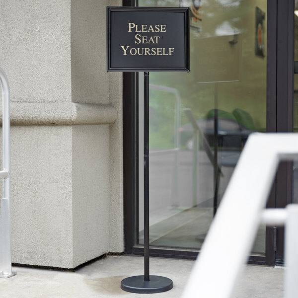 Aarco TY2BK Black Aluminum 54" Changeable Hostess / Teller Sign with 12 ...