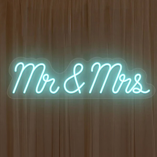 Crazy Neon 27" x 7 1/2" Ice Blue LED "Mr & Mrs" Sign CNUS010954