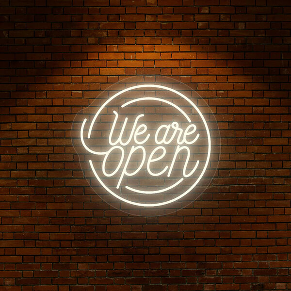 Crazy Neon 37" x 35" Warm White LED "We Are Open" Sign CNUS010375