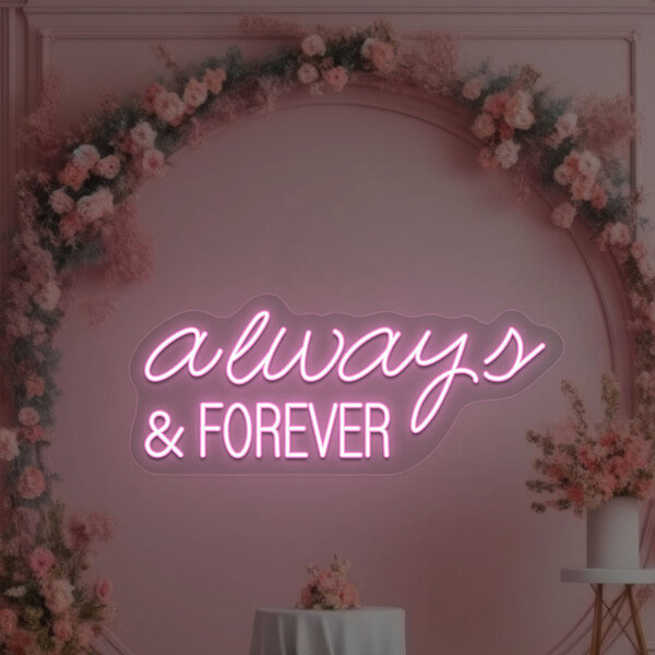 Crazy Neon 41" x 16 1/2" Pink LED "Always & Forever" Sign CNUS009741