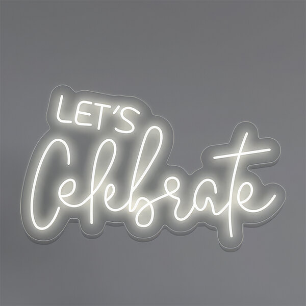 Crazy Neon 34" x 21" Warm White LED "Let's Celebrate" Sign CNUS027815