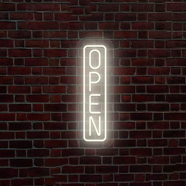 Crazy Neon 16 1/2" x 5 1/2" Warm White LED Vertical "Open" Sign CNUS010334