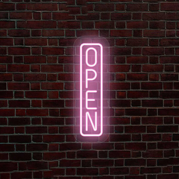 Crazy Neon 22 1/2" x 7 1/2" Pink LED Vertical "Open" Sign CNUS010323