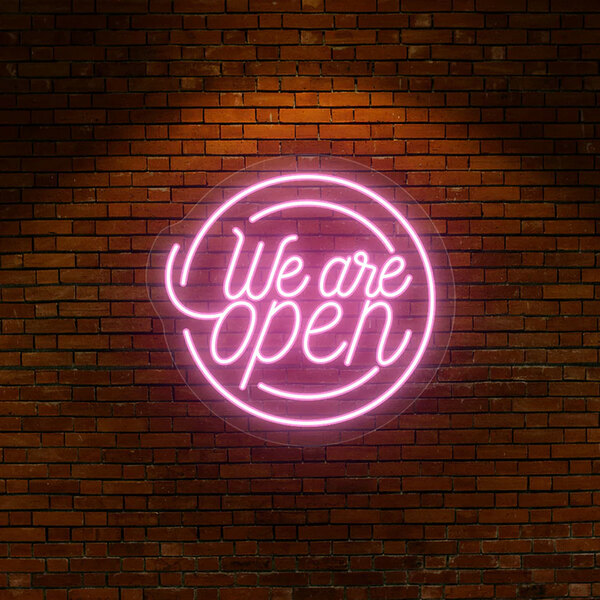 Crazy Neon 30 1/2" x 29" Pink LED "We Are Open" Sign CNUS010362