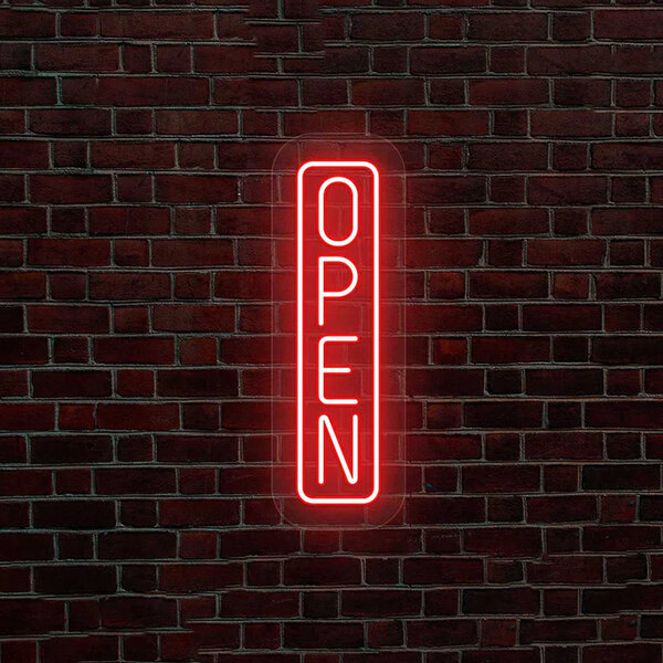 Crazy Neon Red LED Vertical "Open" Sign
