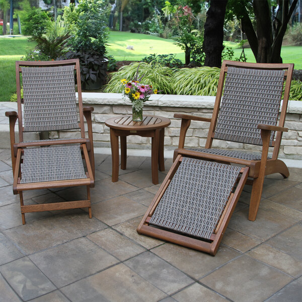 Outdoor Interiors Driftwood Gray Wicker and Eucalyptus Lounger with ...