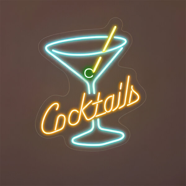 Crazy Neon 28" x 23" Ice Blue / Yellow LED "Cocktails" Sign CNUS001354