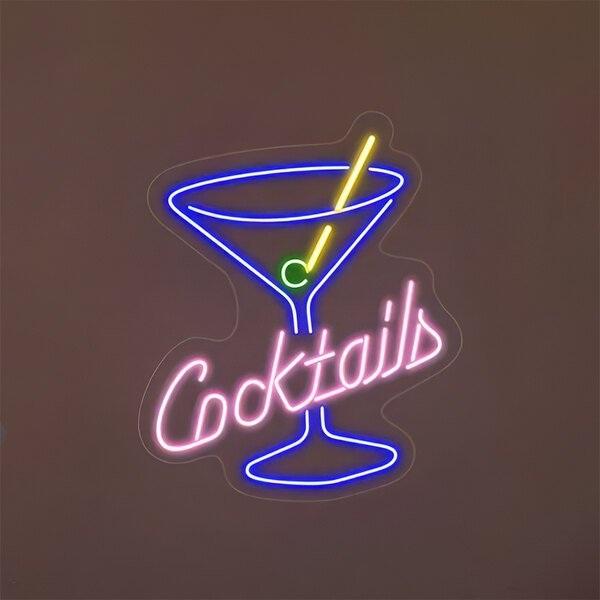 Crazy Neon 34" x 28" Blue / Pink LED "Cocktails" Sign CNUS001364